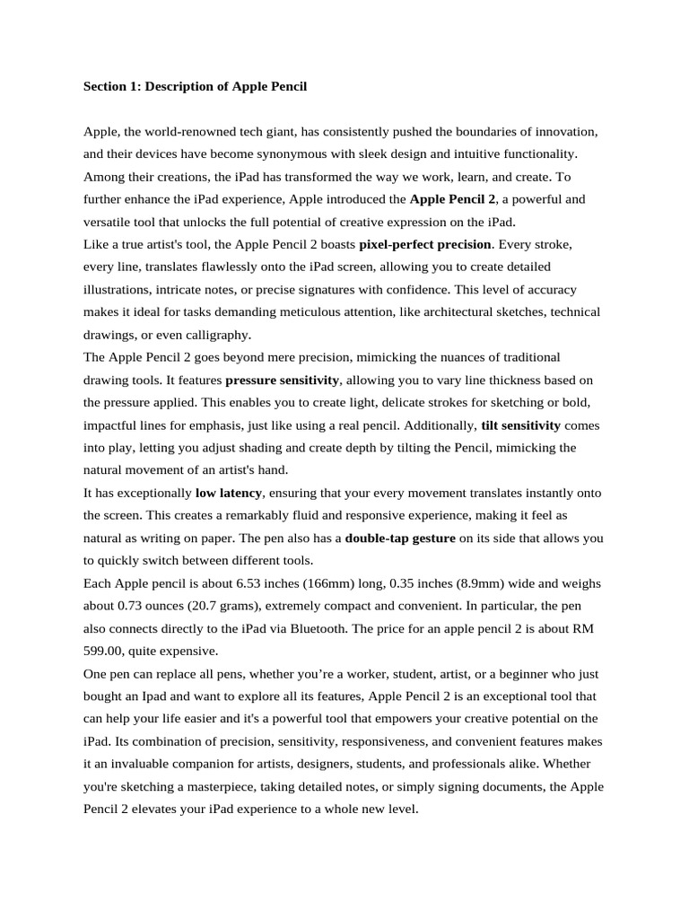 Describe Apple Pen - E2300079 - 494902 - 1190356465 | PDF