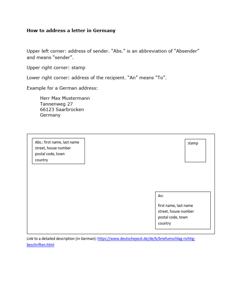How To Address A Letter in Germany 1 | PDF