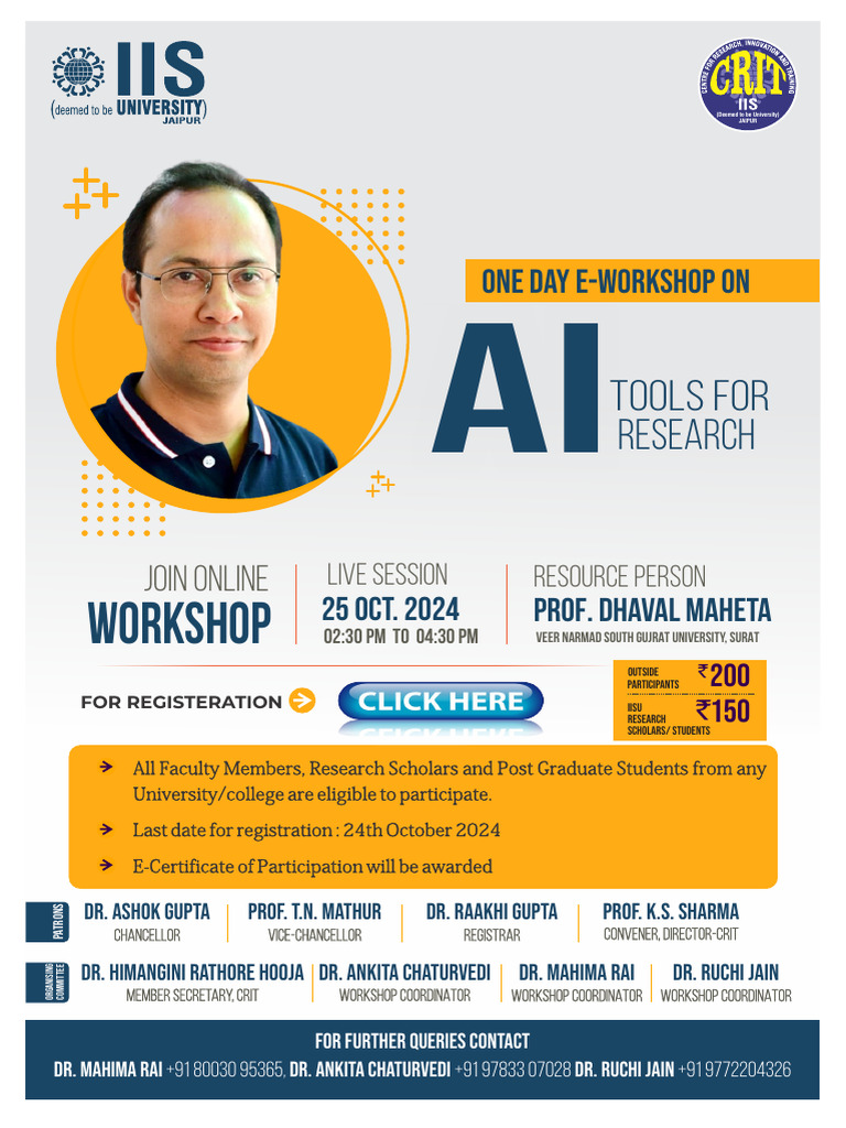 Brochure of Workshop - AI TOOLS | PDF