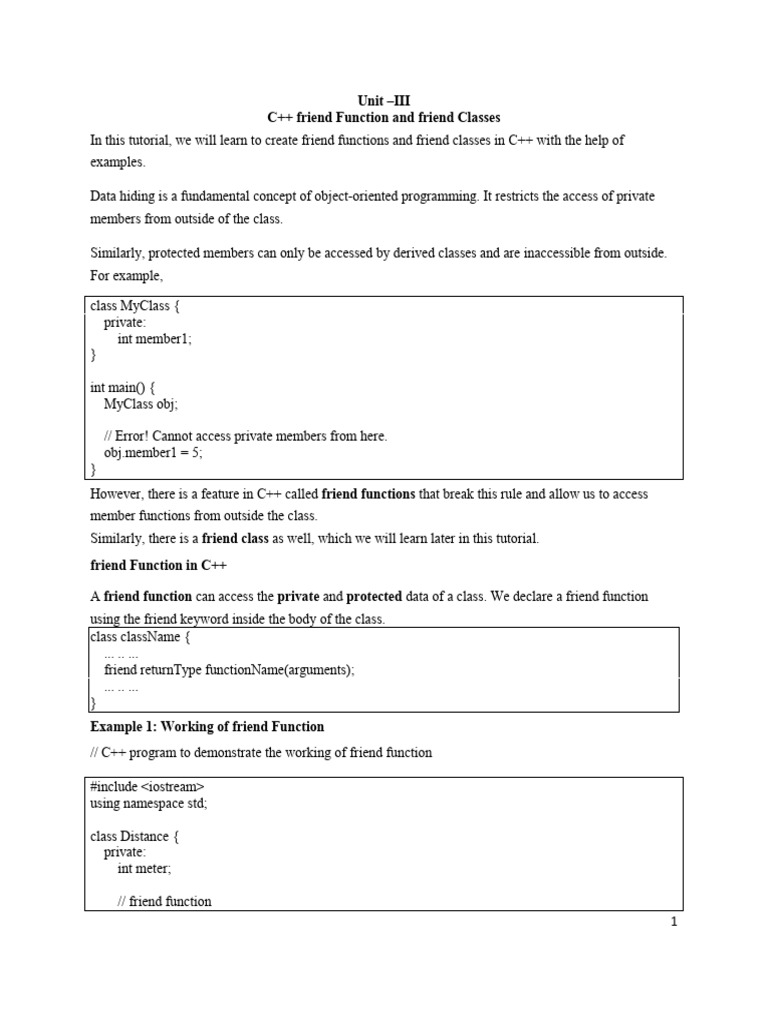 III - C++ Friend Function and Friend Classes | PDF
