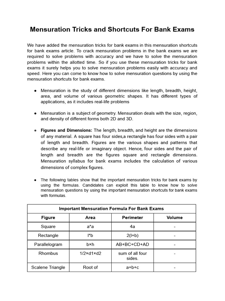 Mensuration | PDF