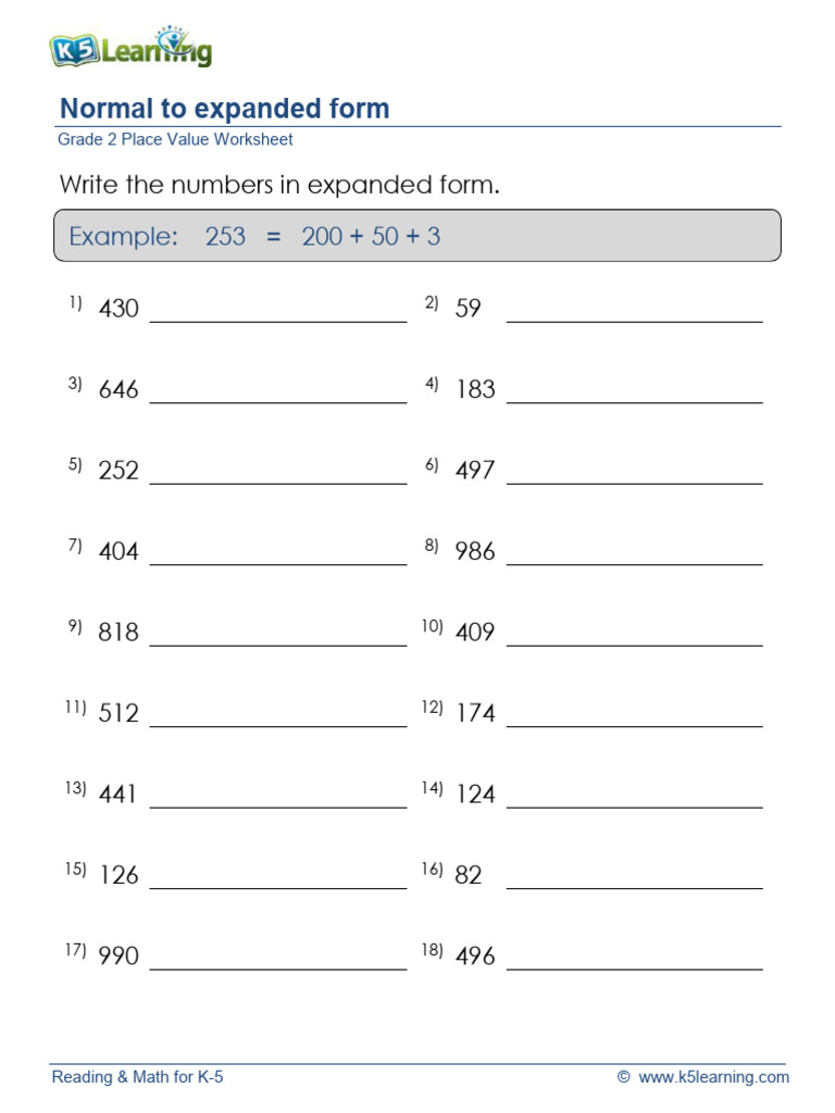 Normal To Expanded Form | PDF