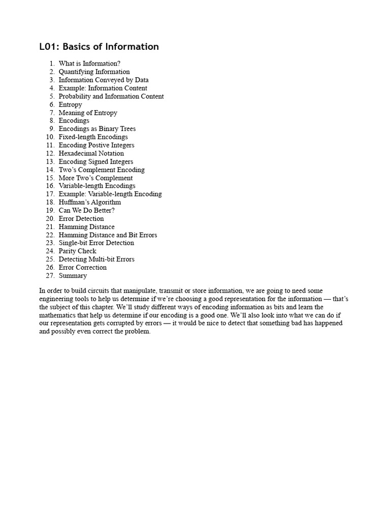 L01 - Basics of Information - ComputationStructure | PDF