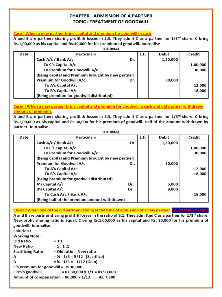Treatment of Goodwill | PDF