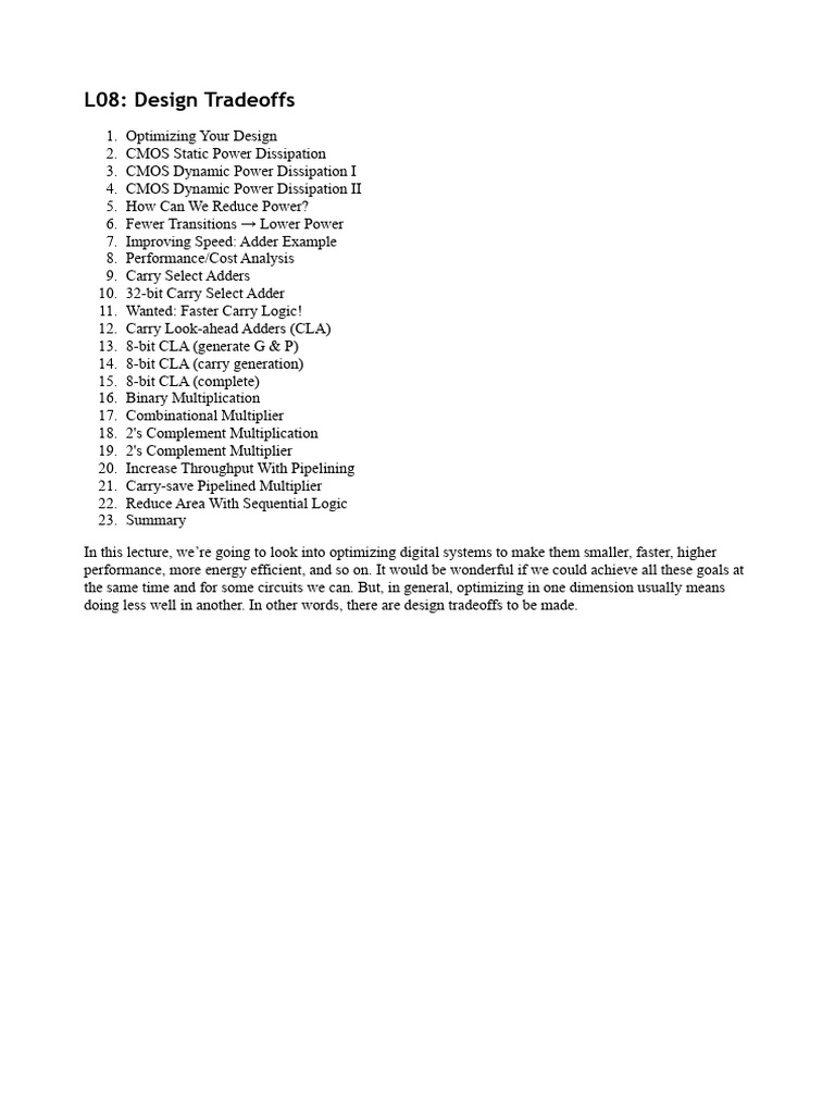 L08 - Design Tradeoffs | PDF