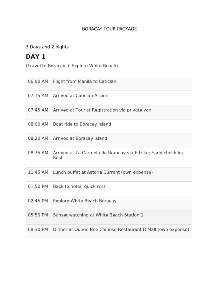 Boracay Tour Package | PDF