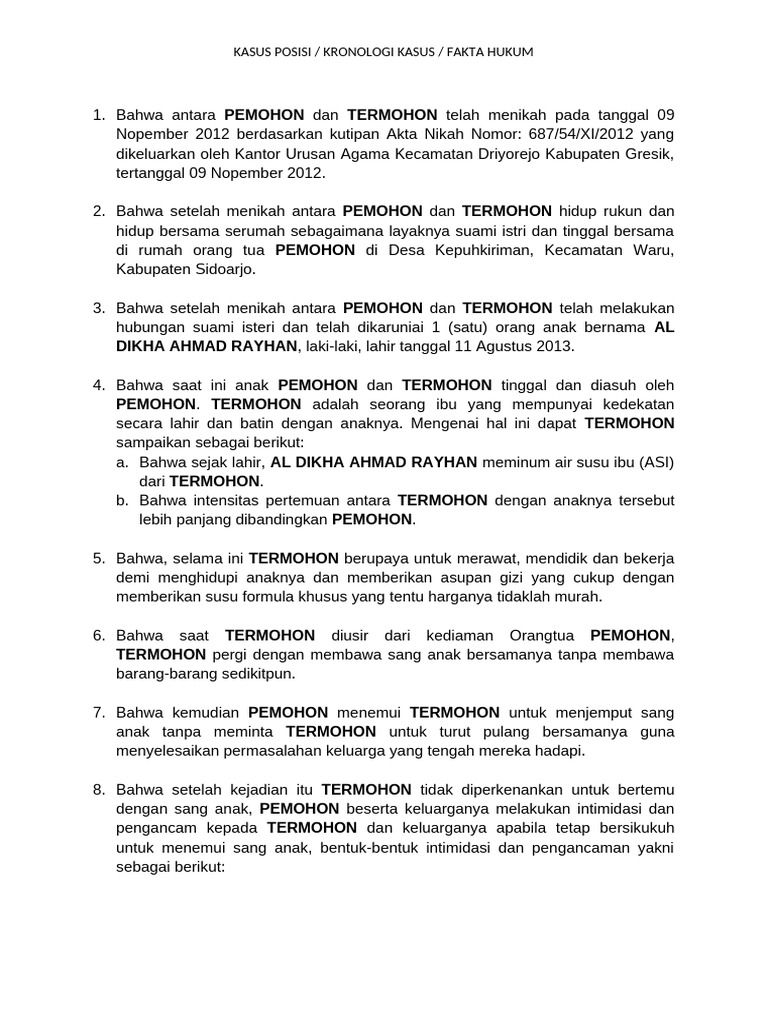 Kronologi Kasus Cerai Talak | PDF