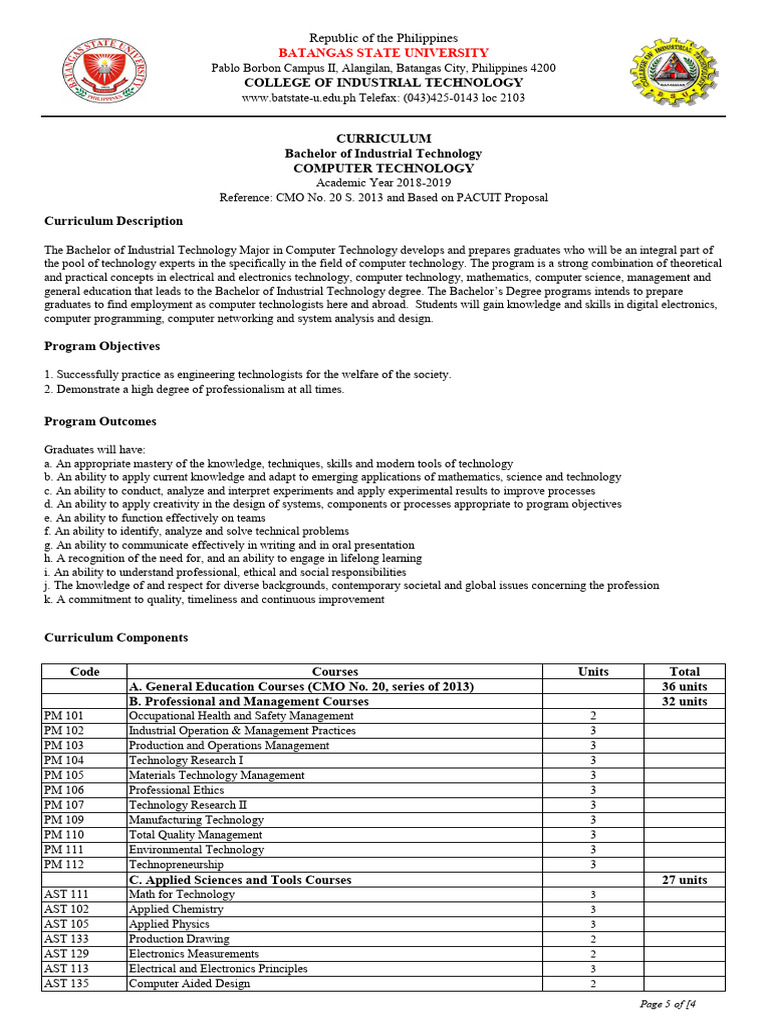 Bachelor of Industrial Technology: Computer Tech | PDF | System | Science