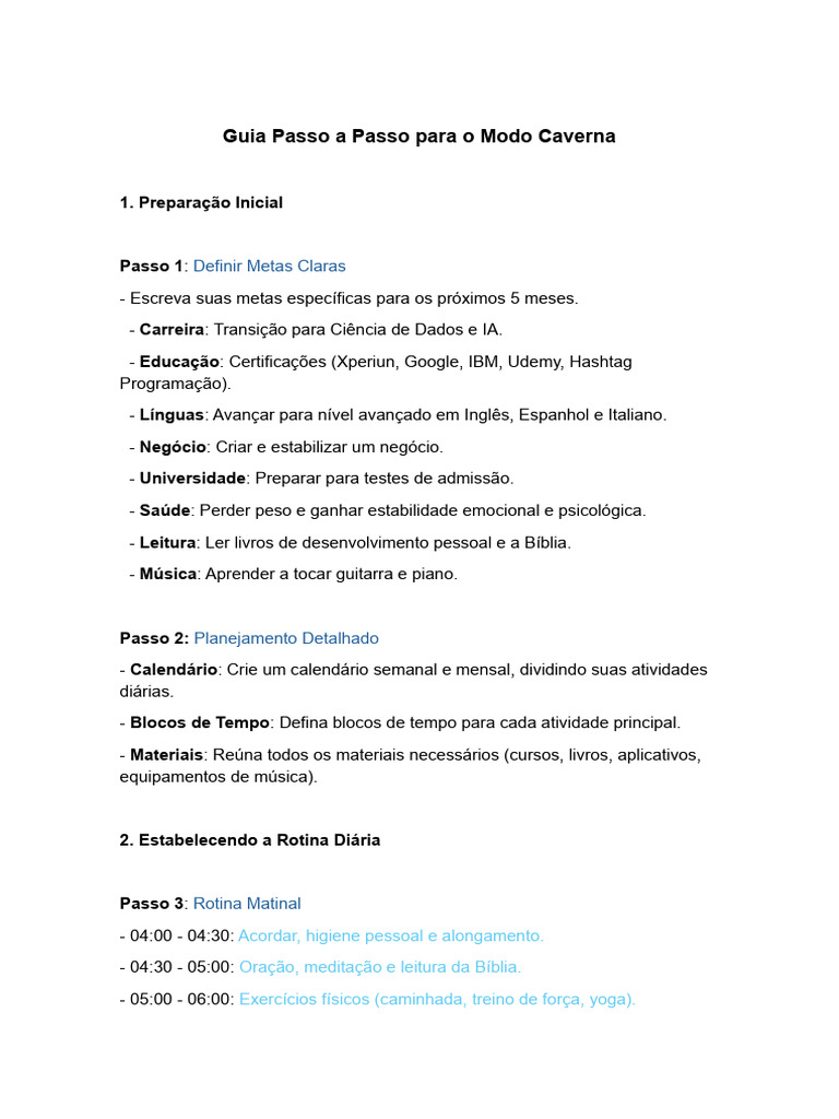 Guia Passo A Passo para o Modo Caverna | PDF