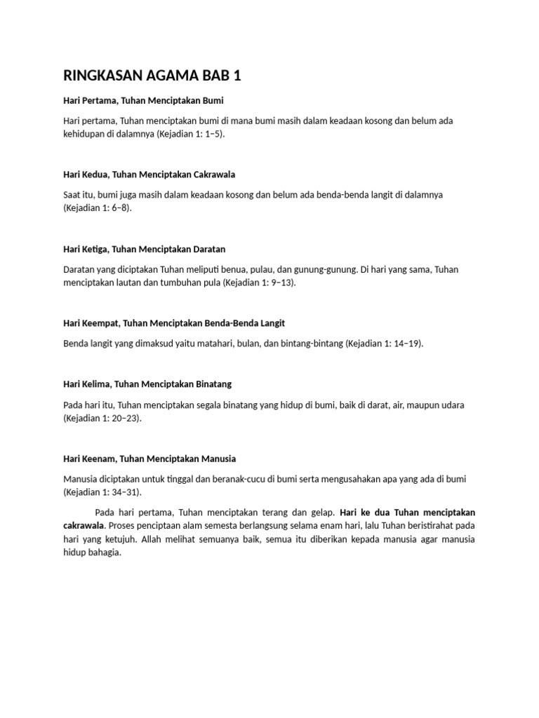 Ringkasan Agama Bab 1 | PDF