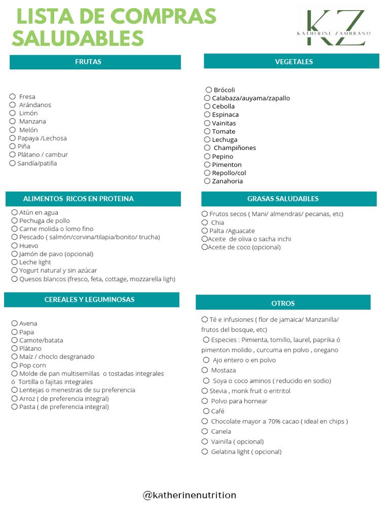 Lista de Compras Saludables | PDF