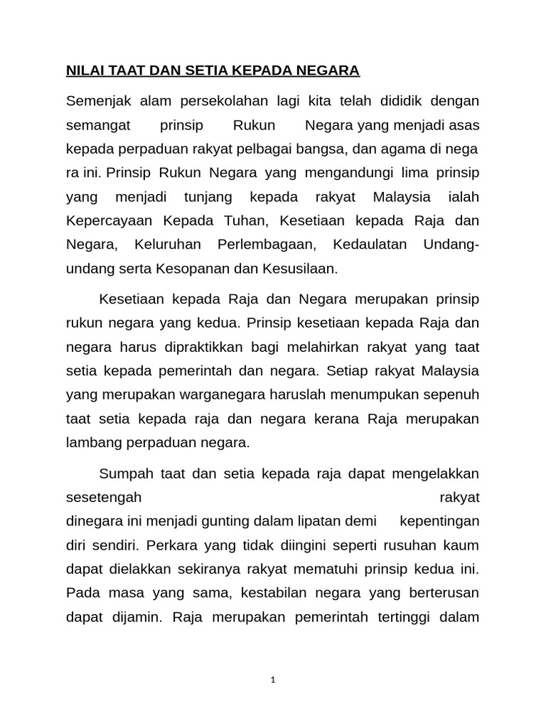 Nilai Taat Dan Setia Kepada Negara | PDF