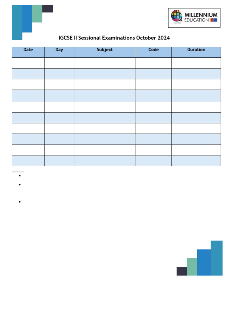 IG II October Sessional Exam Syllabus & Date Sheet | PDF