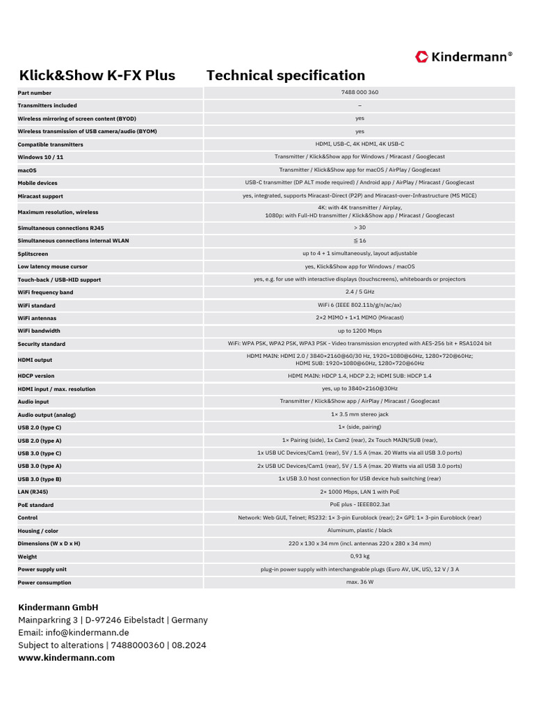 K-FX Plus Datasheet - EN | PDF