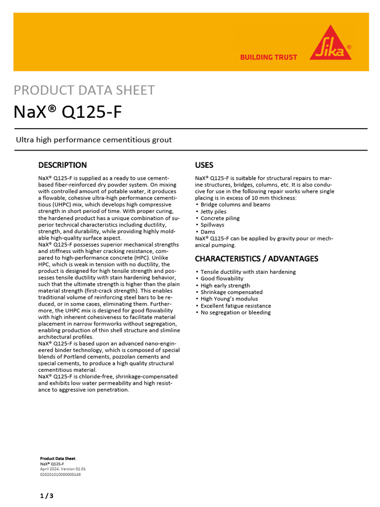 Pds Nax q125 F | PDF | Concrete | Strength Of Materials