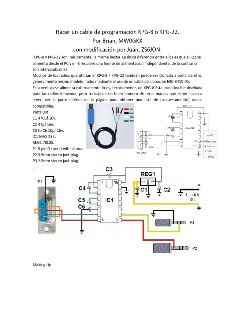 Hacer Un Cable de Programación KPG-8 o KPG-22. Por Brian, MW0GKX Con ...