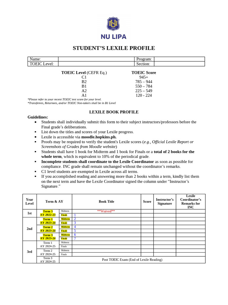 Students Lexile Profile Revised | PDF