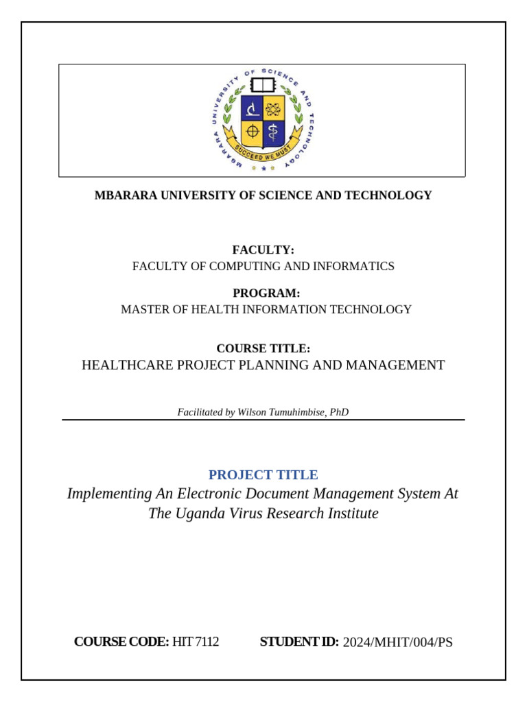 HPP&M Assignment-Emmanuel Otim 2024 MHIT 004 PS | PDF