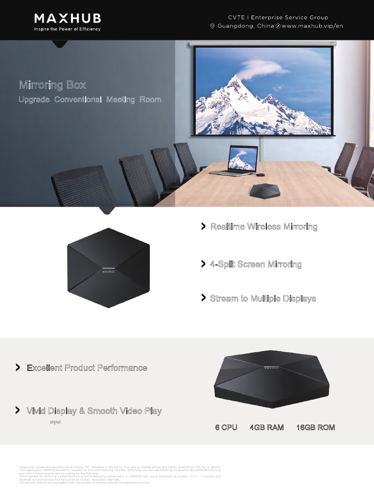 Brochure Maxhub Wireless Screen Sharing Box | PDF