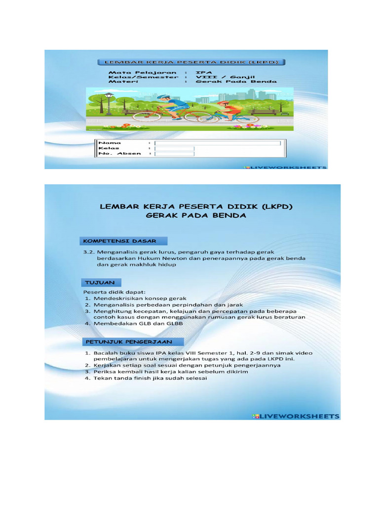LKPD Gerak Pada Benda | PDF