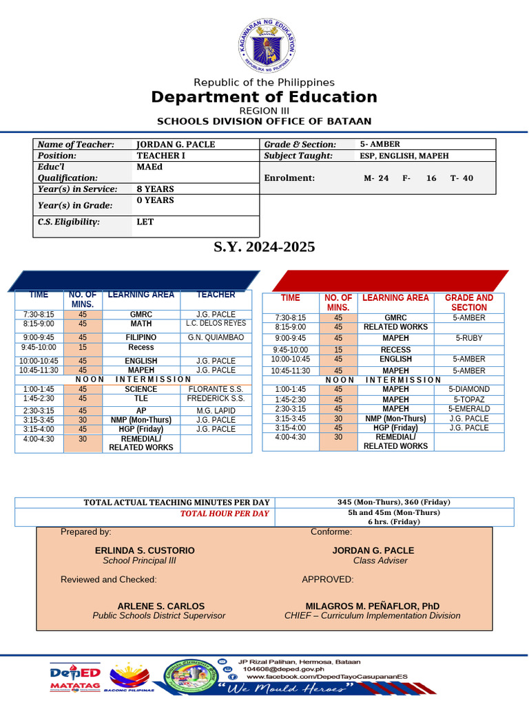 Class-Program-Final SY-2024-2025-5-AMBER | PDF