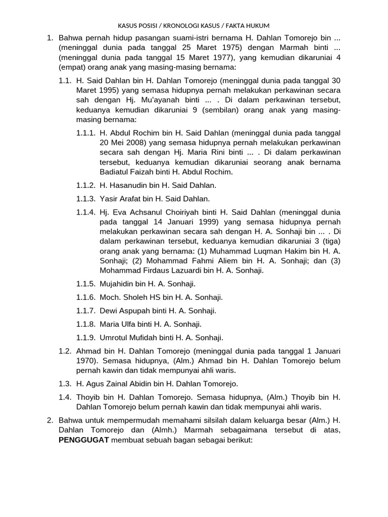 Kronologi Kasus Waris 3 | PDF