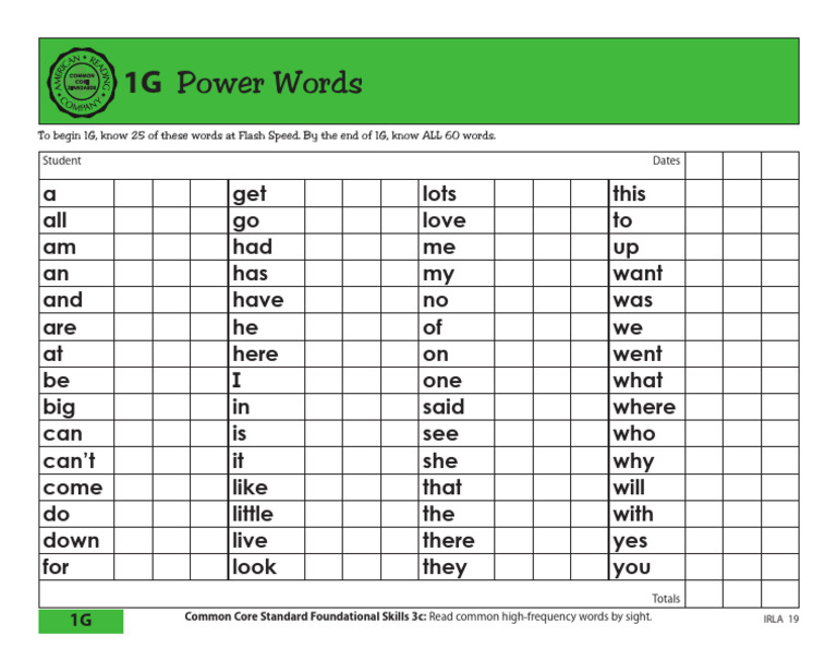 1G POwer Words | PDF