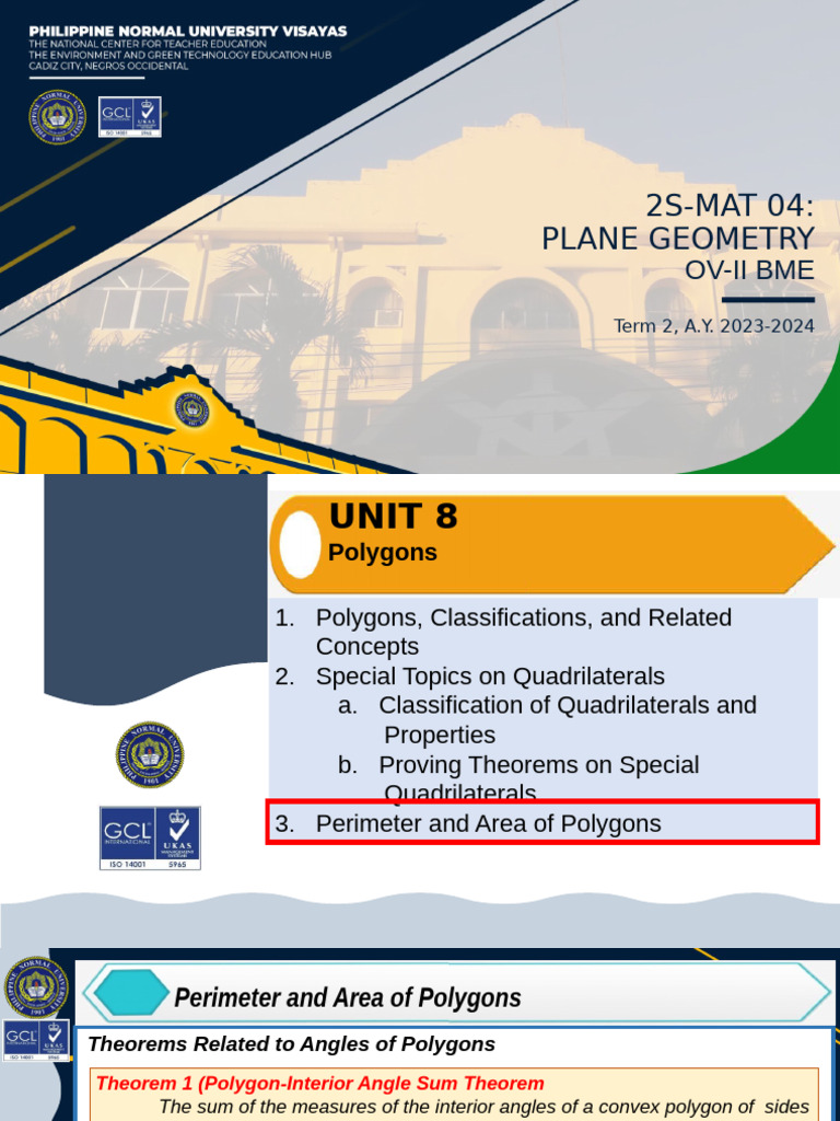 Unit VIII. 3 Perimeter and Area of Polygons | PDF | Area | Science ...