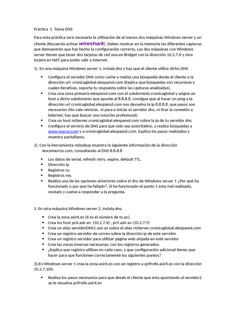 Práctica 1 Tema DNS | PDF