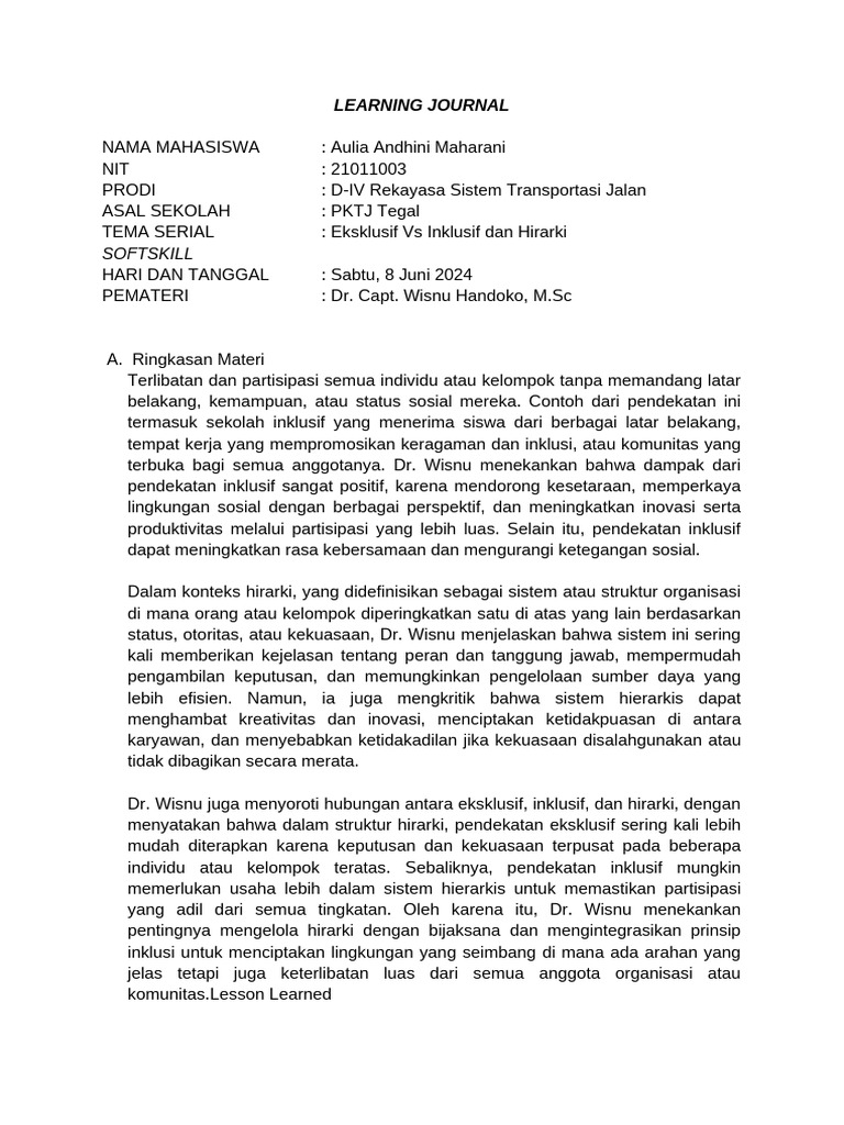 Learning Journal | PDF