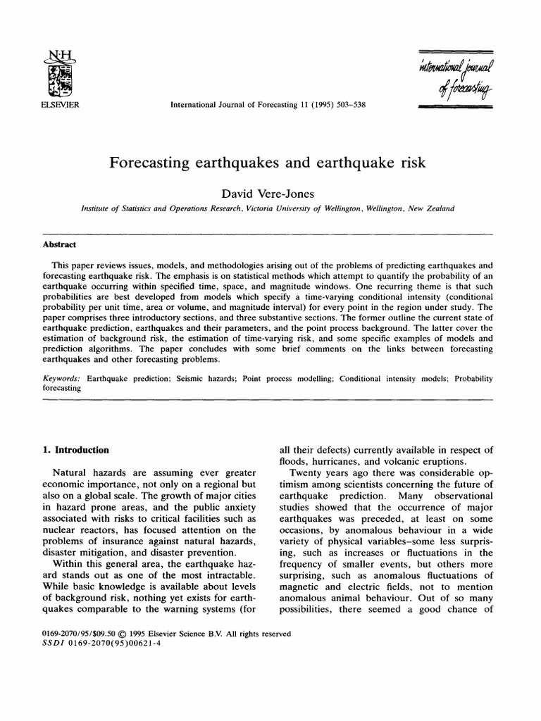 Forecasting Earthquakes and Earthquake Risk | PDF