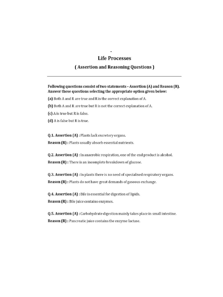 Assertion and Reasons | PDF