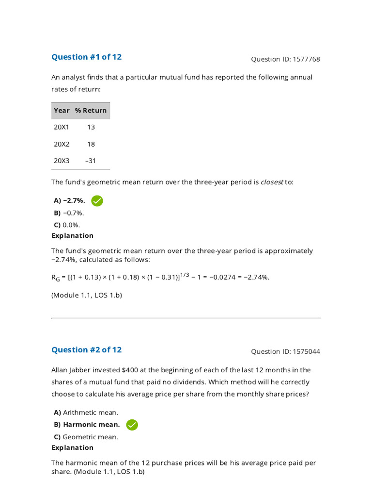 1. Quantitative Methods - Answers | PDF