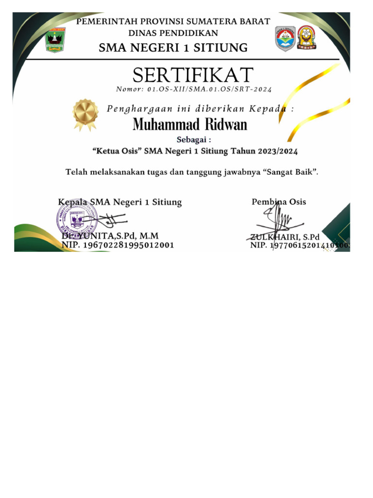 SERTIFIKAT RIDWAN | PDF