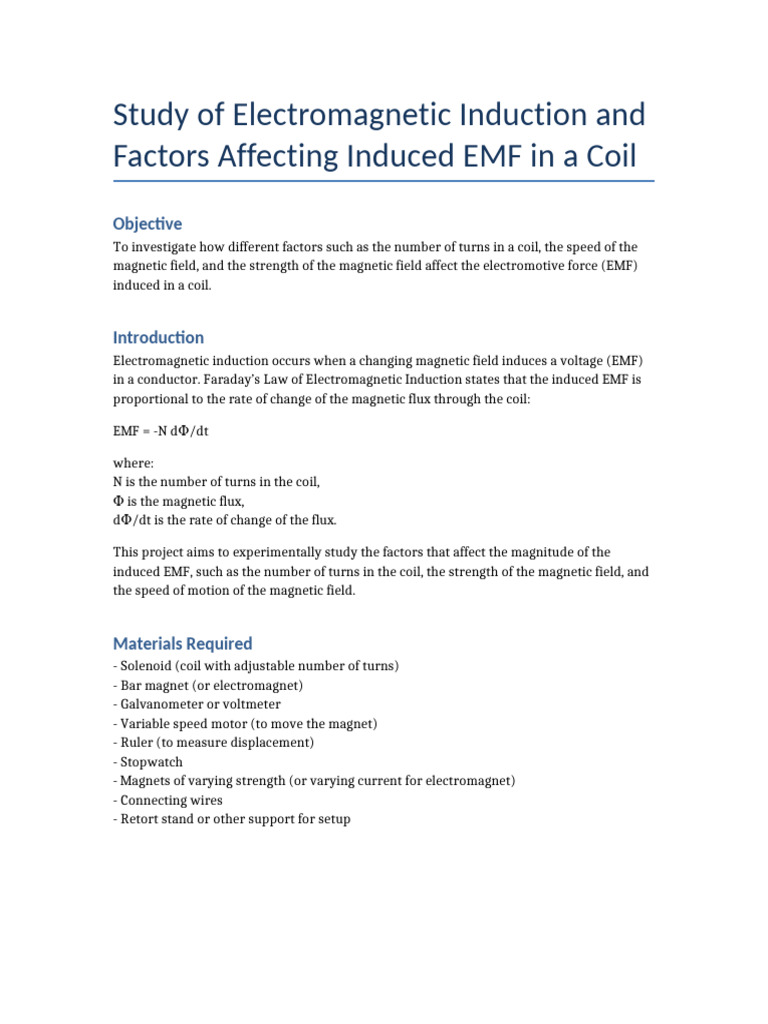 Physics Investigatory Project Electromagnetic Induction | PDF | Electromagnetic Induction ...