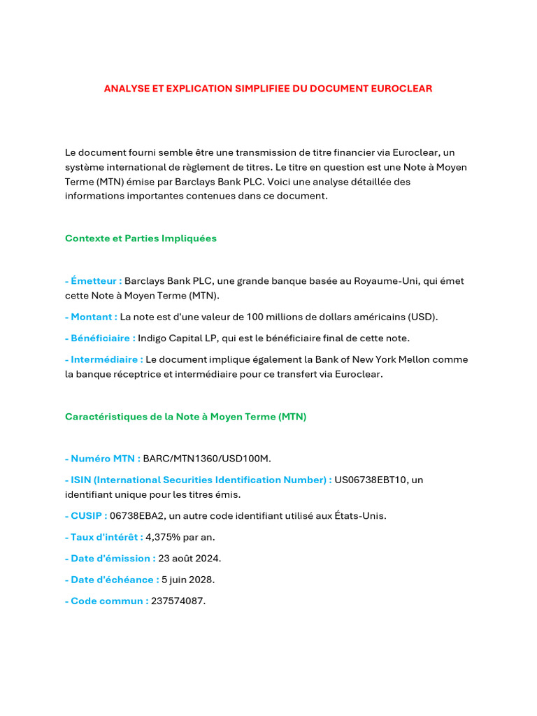 Explication Euroclear | PDF