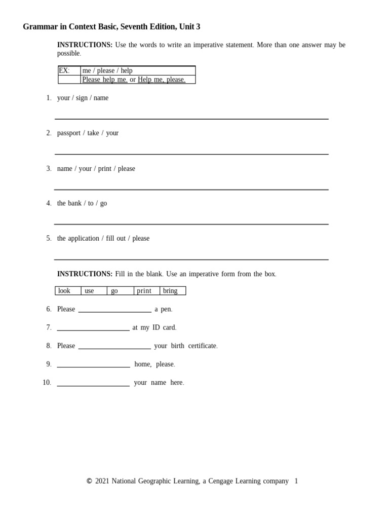 Grammar in Context Basic Unit 3 Revision | PDF