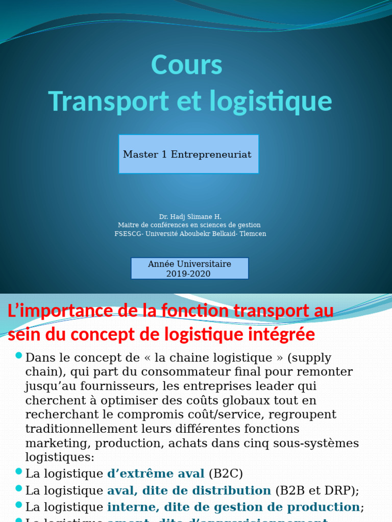 M1 ENTREPRENARIAT Transport et et logistique | PDF