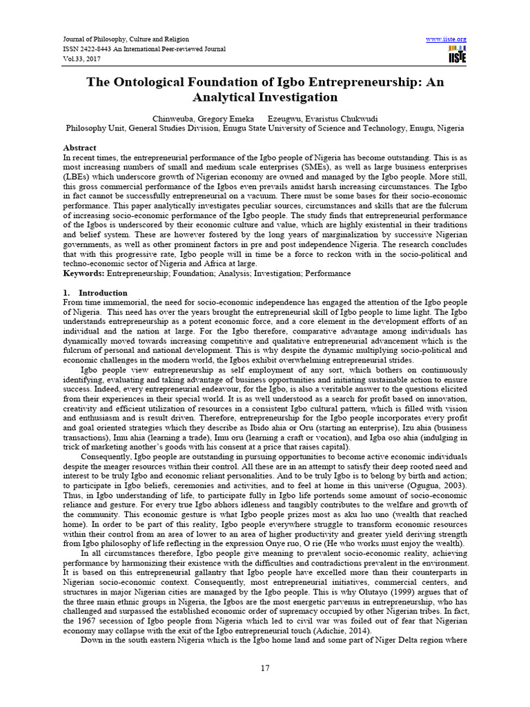 Igbo Entrepreneurship Insights | PDF | Entrepreneurship | Nigeria