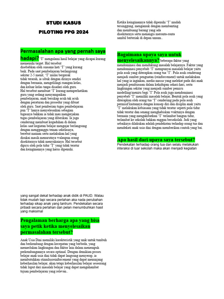 Studi Kasus Paud | PDF