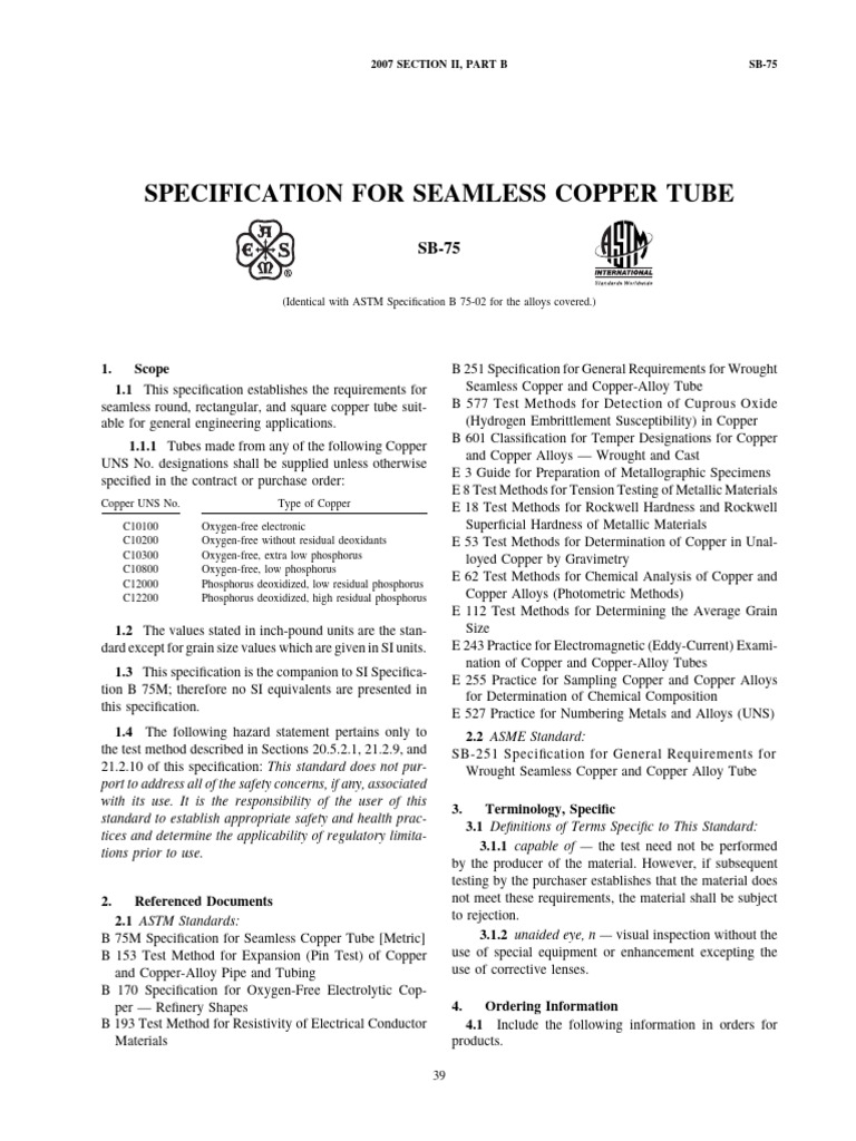 Asme Section II B Sb-75 | PDF