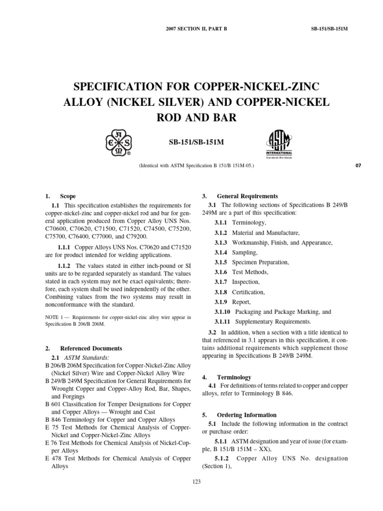 Asme Section Ii B SB-151 SB-151M | PDF