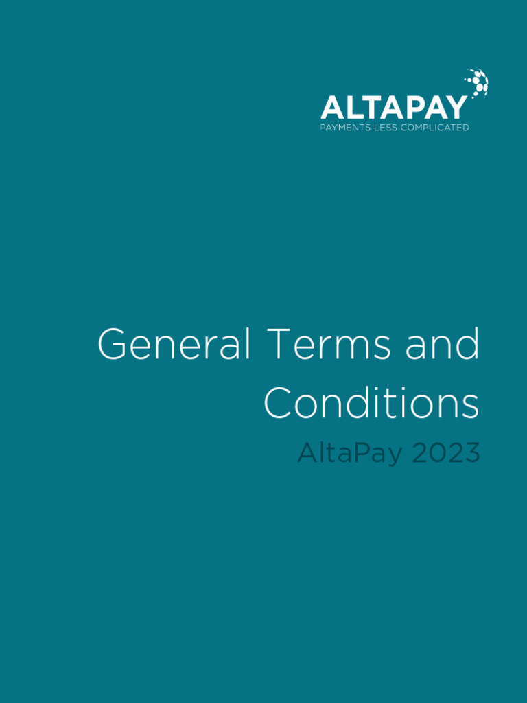 AltaPay TermsAndConditions | PDF | Credit Card | Payments