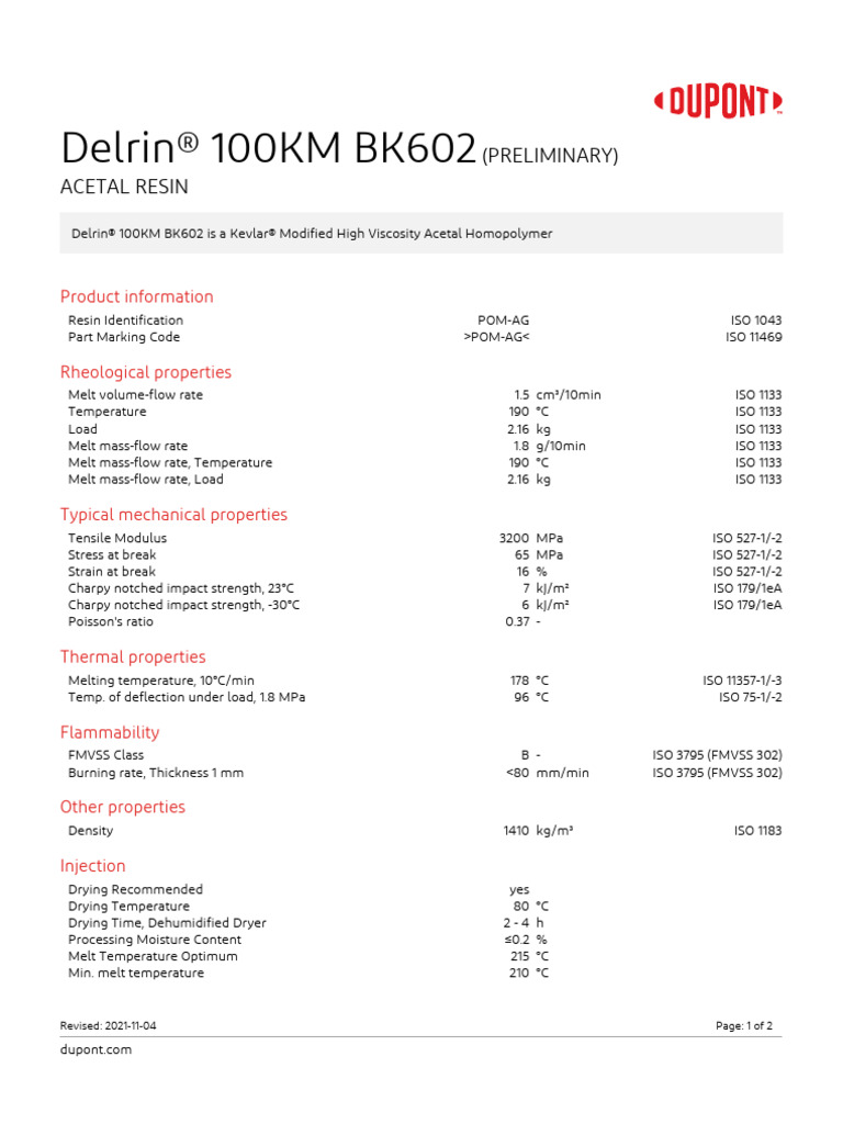 TDS - Delrin 100KM BK602 | PDF