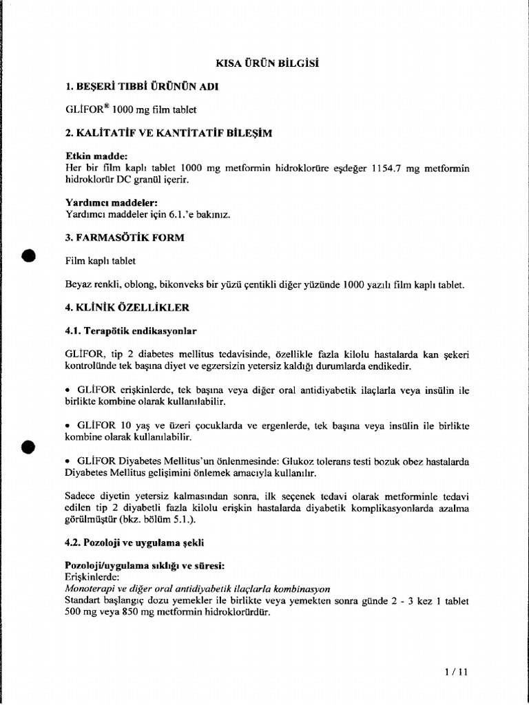 Glifor 1000 MG Film Tablet Kub | PDF