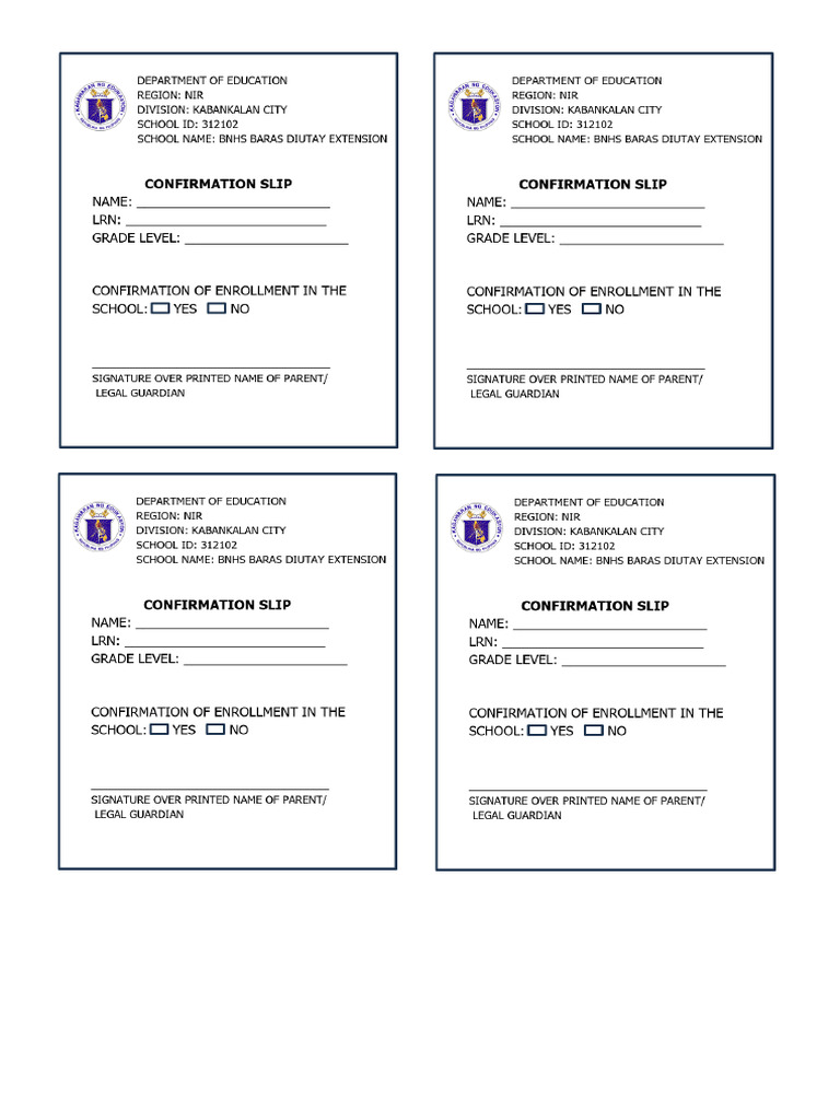 Confirmation Slip v2 | PDF