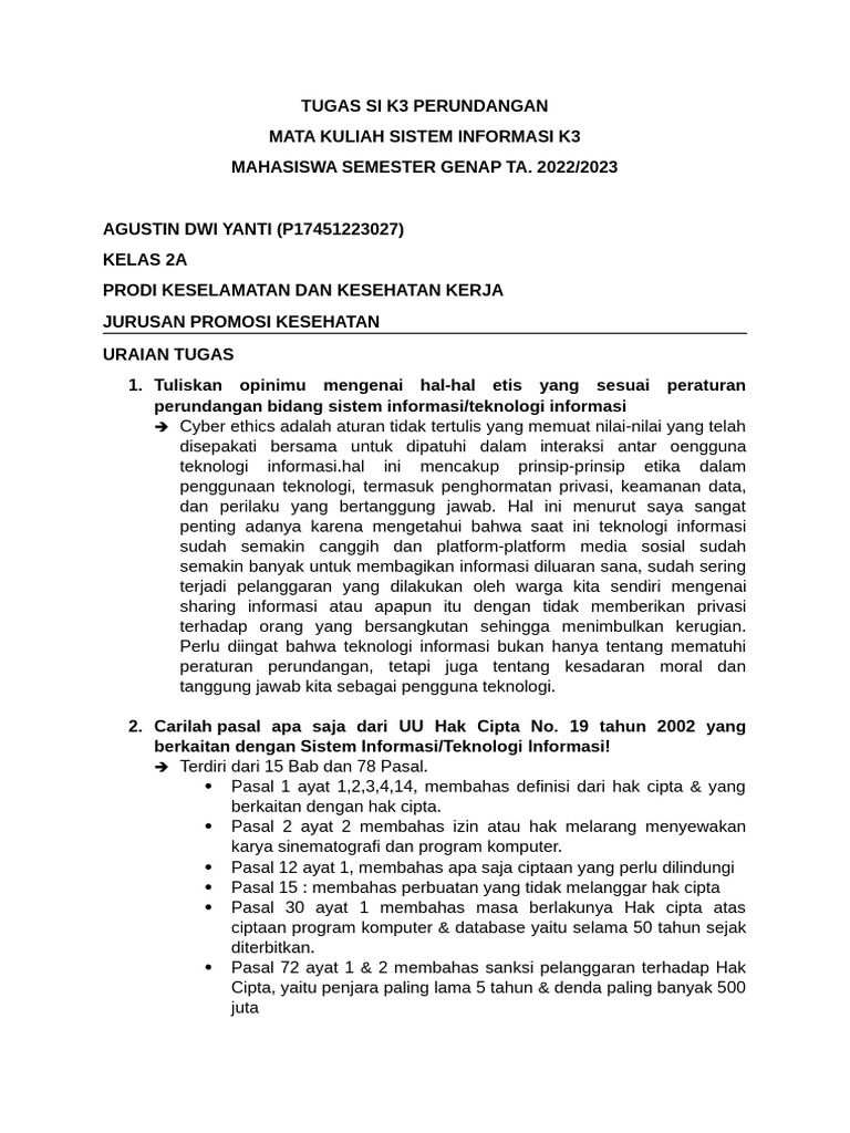 Tugas Si K3 Perundangan | PDF