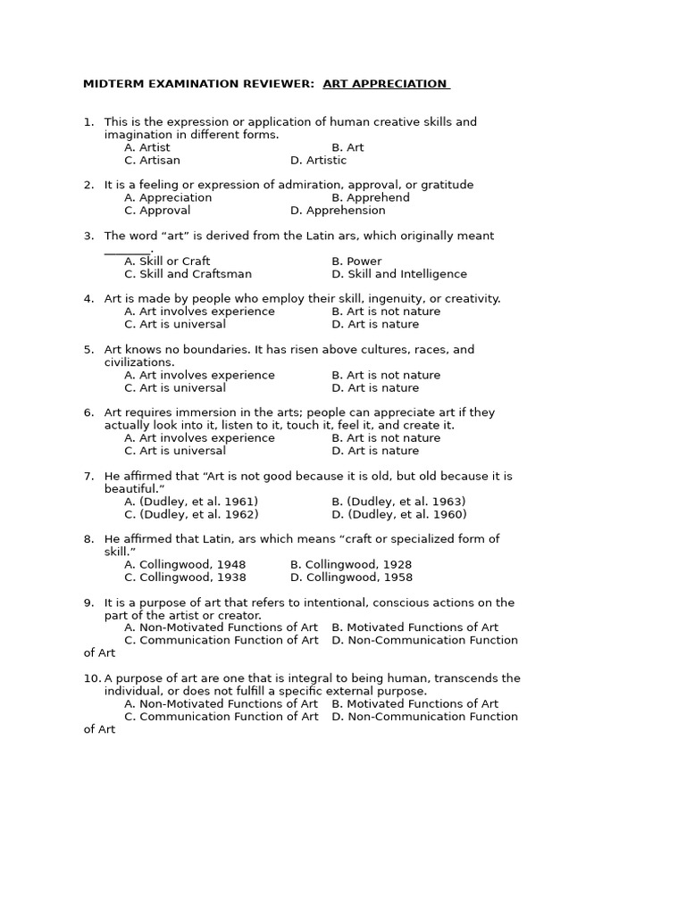 Reviewer Art-Appreciation Midterm 3A | PDF