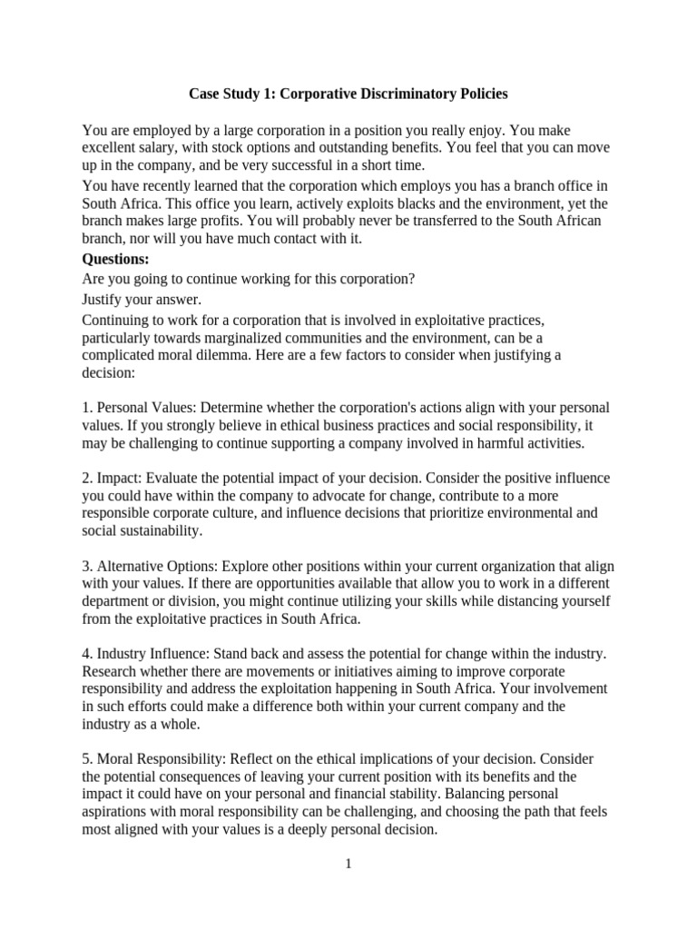 Case Studies Ethics Exam Questions1 | PDF