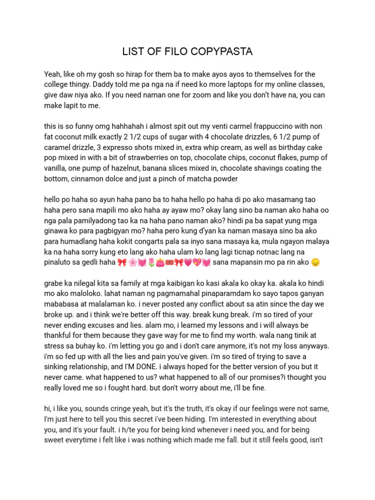 list of filo copy pasta | PDF